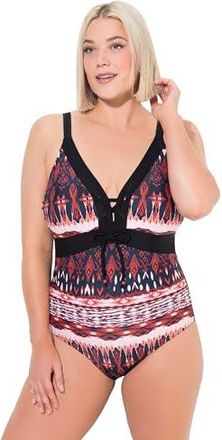 Ulla Popken Badeanzug Jenny, Ekatmuster Safari Maillot de Bain Une pièce, Bleu Marine, 58 Femmes