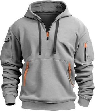 Generic Sweat &agrave; capuche lest&eacute; anti-anxi&eacute;t&eacute; pour homme, coupe ample, ultra doux, avec poches, gris clair, M