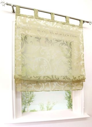 Liya Voile Raffrollo Ausbrenner Design &Ouml;senrollo Raffgardinen mit Schlaufen Fenster Gardinen (BxH 80x140cm, Gr&uuml;n mit Schlaufen)