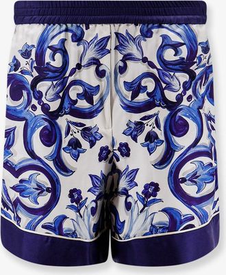 Dolce & Gabbana Silk shorts with Maiolica print - DOLCE & GABBANA - gender_Woman