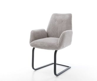 DELIFE Freischwinger Zoa-Flex Cord Silbergrau Freischwinger flach Schwarz Taschenfederkern, Esszimmerst&uuml;hle