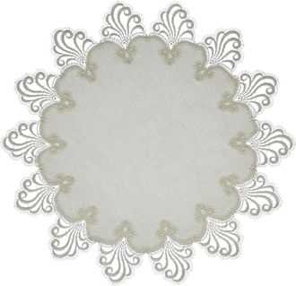 Plauener Spitze Original Tischdecke - No. 3086M02_11_45 - runde Tischdecke Nizza, Gr&ouml;&szlig;e 45 cm, rund