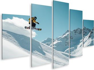 Islandburner Bild auf Leinwand Snowboarder im sonnigen Hochgebirge Bilder Wandbilder Poster