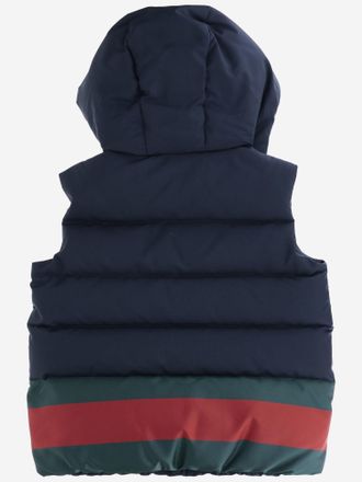 Gucci Boys Padded Vest With Web Navy Polyester Waistcoat & Gilet
