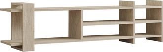 Hanah Home Elegant TV Stand with Marble Concept, Travertine Color, 156 cm Wide | 100% Melamine Coated Particle Board, 18 mm Thick | Ample Shelves & Storage