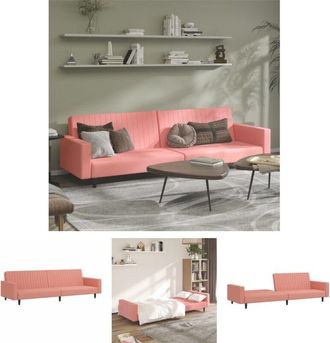 vidaXL The Living Store Schlafsofa 2-Sitzer Rosa Samt - Sofas
