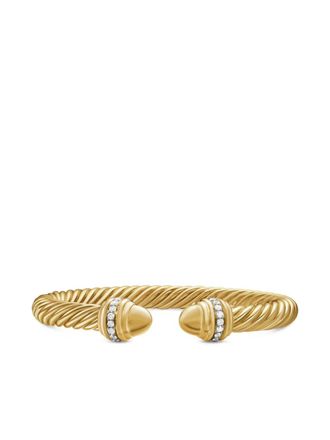 David Yurman 18kt Classic Cablespira Gelbgoldarmband mit Diamanten (7mm)