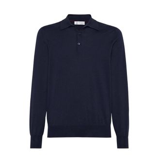 Brunello Cucinelli Baumwoll-Piqu&eacute;-Polohemd - - Tops - Herren - Blau - XL