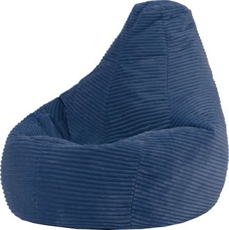 Icon Brand Dalton Sitzsack Kinder, Denimblau, Flauschiger Cord Stoff, Sitzsack Cord mit F&uuml;llung, Bequemer Kinder Gaming Sessel, Kuschelsessel, Lese Sessel, Schla