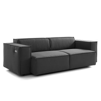Studio Copenhagen home24 2,5-Sitzer Sofa Grau/Anthrazit Webstoff Osta 223 x 70 x 96cm Sitztiefenverstellung Modern