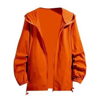 Generic Vestes pour hommes légères et imperméables - Protection solaire - Veste à capuche - Fermeture éclair intégrale - Poignets élastiques - Coupe-vent - Co