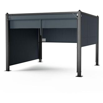 Blumfeldt Blumfeldt Pantheon Cortina Tonnelle 3x3 m Cadre Aluminium, Toit R&eacute;glable & Panneaux Lat&eacute;raux, R&eacute;sistant aux Intemp&eacute;ries, Gris Fonc&eacute;/Noir