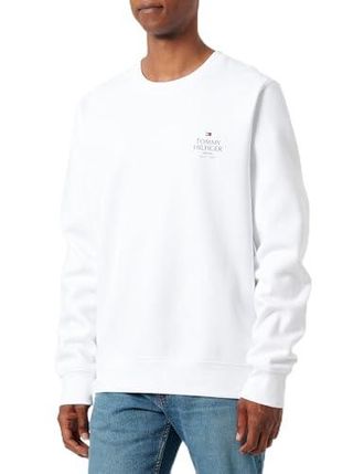 Tommy Hilfiger Sweat Homme Hilfiger Stack Col Ras-du-Cou, Blanc (White), XXL