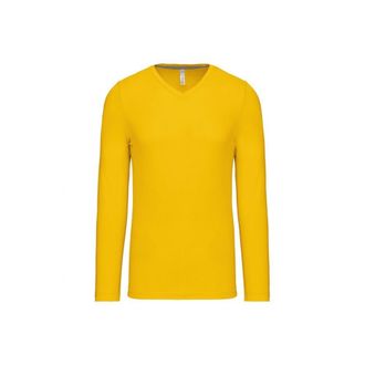 Kariban | K358 Herren V-Neck T-Shirt Langarm, Gr&ouml;&szlig;e:XXL, Farbe:Yellow