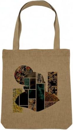 Fabulous Sac Shopping Tote Bag Aspect Lin - Pollock collage moderne Art Artiste Peinture Abstrait - Sac de Courses Toile Epaisse 360g Beige Naturel Cabas Port&eacute;
