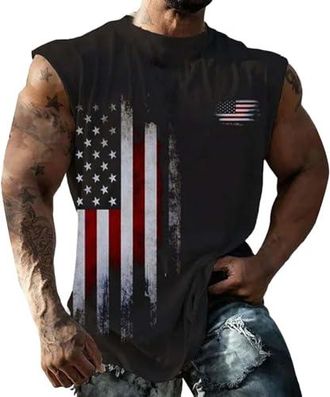 Generic D&eacute;bardeur pour homme USA 2025 avec graphique de gym, entra&icirc;nement patriotique, plage, athl&eacute;tisme, sans manches, chemise de course &agrave; pied, d&eacute;bardeur de