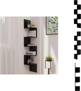 vidaXL Vidaxl - tagère dangle murale noir brillant 19x19x123 cm - Etagere Murale - Étagère Dangle - Rangement Mural - Décoration Murale - Meuble Dangle