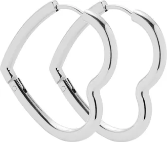 Leonardo Creole Lulu - 1 Paar Klapp-Kreolen aus silberfarbenem Edelstahl - klare Linienführung in verspielter Herzform - 024910