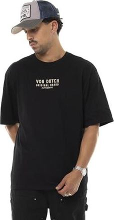Von Dutch Tee Shirt Homme 100% Coton, T Shirt Homme, Oversize Tiger, Noir Taille XXL