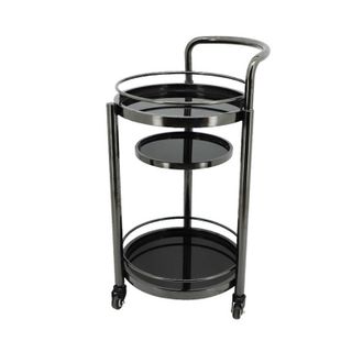 Generic K&uuml;chenwagen, 3-stufiger Kaffeebarwagen aus Metall mit rollbarem, rundem Design f&uuml;r Kaffeebar-Tisch-Organizer, K&uuml;chenregal f&uuml;r Zuhause, 16,5 x 16,5 x 3