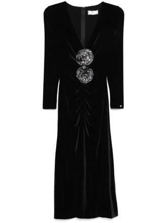 Nissa robe en velours &agrave; coupe mi-longue - Noir