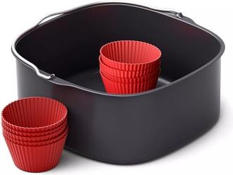 Philips Accessoire pour Airfryers XXL, Kit Cuve air fryer 6.2L & 9 moules &agrave; muffins en silicone (HD9957/00)