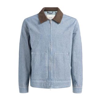 Les Deux Homme, Vestes, Bleu, Taille: M Robert Striped Jacket