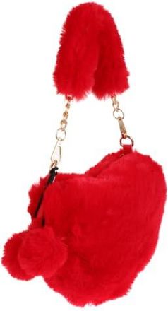 FOMIYES Paquet &agrave; Main en Peluche Rouge de Coeur Paquet &agrave; Main pour Femme Doux et Petit en Fourrure Moelleuse pour Sorties Shopping et Usage Quotidien