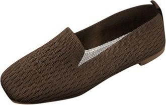 Generic Chaussures plates d&eacute;contract&eacute;es en tricot pour femme, &eacute;l&eacute;gantes, respirantes, couleur unie, l&eacute;g&egrave;res, classiques, confortables, &agrave; enfiler, chaussures d