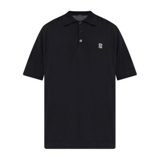 Balmain Homme, Tops, Noir, Taille: 2XL Polo Logo