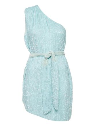 Retrofête robe courte à une épaule pre-owned - Bleu