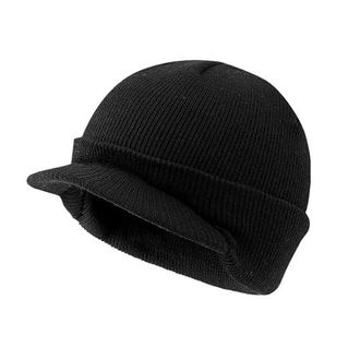 Generic Bonnet dhiver avec visi&egrave;re et cache-oreilles pour homme - Bonnet en polaire et &eacute;charpe - Noir, Noir, S