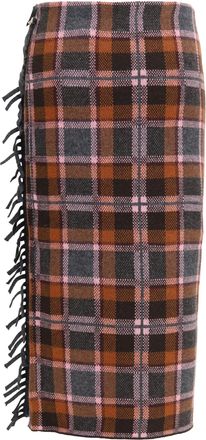 Guest In Residence Tartan Fringed Midi Wrap Skirt - Multicolor