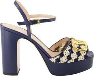 Valentino Garavani Femme, Chaussures, Bleu, Taille: 40 EU Vlogo Signature Platform Sandal