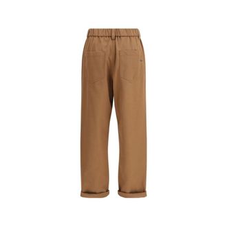 Brunello Cucinelli Femme, Pantalons, Brun, Taille: 40 FR Pantalon &Eacute;lastiqu&eacute; avec Revers