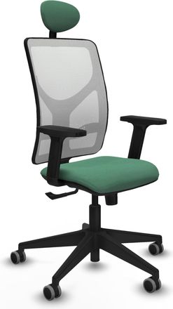 Piqueras y Crespo Gr&uuml;ner Drehstuhl mit 2D-Armlehnen, h&ouml;henverstellbarer Lendenwirbelst&uuml;tze und festem Kopfteil, ausgestattet mit Sincro 3 Positionen und Schneideschaum,