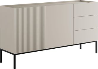 Mirjan24 Kommode Cowilo 150 2D3SZ mit 2 Türen und 3 Schubladen, innen 4 Fächer, Türkommode, Highboard, Anrichte, Sideboard (Cashmere)