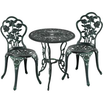 Relaxdays Relaxdays Salon de jardin, pour 2 personnes, design romantique, fonte daluminium, pour le balcon
