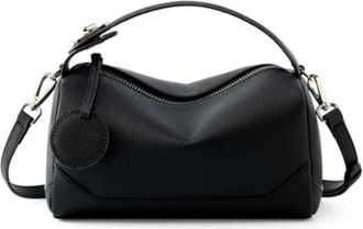 Generic Petit sac &agrave; bandouli&egrave;re en cuir v&eacute;ritable souple, sac &agrave; main l&eacute;ger avec sangle r&eacute;glable, sac &agrave; main &agrave; fermeture &eacute;clair, noir A