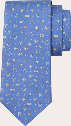 Ferragamo Herren Seidenkrawatte mit Horoskop-Print Blau