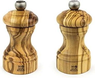 Peugeot M&uuml;hlenset Bistro 10 cm Pfefferm&uuml;hle und Salzm&uuml;hle - Stahlmahlwerk - Klassische Mahlgradeinstellung - Olivenholz Natur