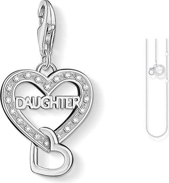 Thomas Sabo Damen-Charm-Anhänger Tochter 925 Sterlingsilber - 1267-051-14 & Charm Halskette silber, 925 Sterlingsilber, 38-45 cm Länge