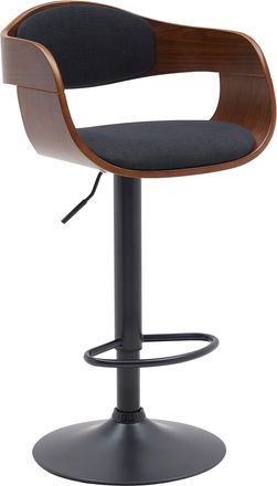 Clp Barhocker mit Lehne Kingston, Barstuhl gepolstert mit Kunstleder oder Stoffbezug, Tresenstuhl höhenverstellbar Metallgestell schwarz, Farbe:walnuss/sc