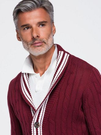 Ombre Cardigan Herren Strickcardigan mit V-Ausschnitt und Kontraststreifen (kein Set, 1-tlg) mit Knopfleiste