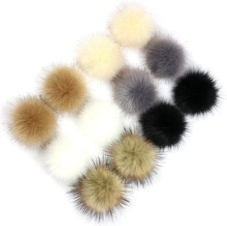 Valiclud Flauschiger Kunstfell Pompon Anhänger Mit Verdecktem Knopf 10cm Großer Taschen Und Schalanhänger Weicher Selbstgemacht Accessoire Bommel 12 Stück
