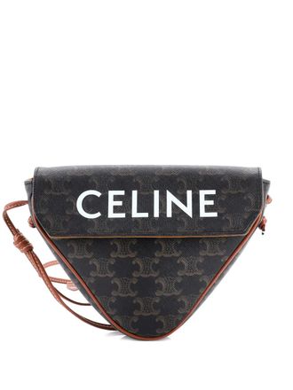 Celine Triangle Triomphe Coated Canvas Mini crossbody bag - Marron