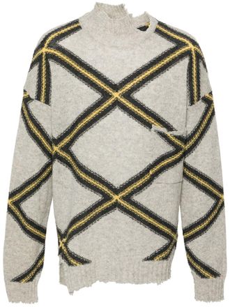 Marni pull &agrave; effet us&eacute; - Gris