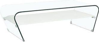 Vente-Unique Table Basse - Verre trempé - Tablette Blanche laquée - Kelly