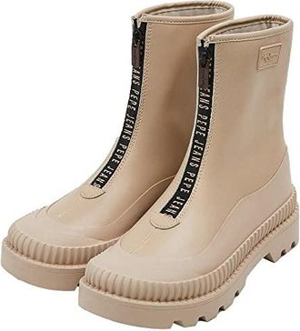 Pepe Jeans London Bottines à Fermeture éclair en Caoutchouc Beige
