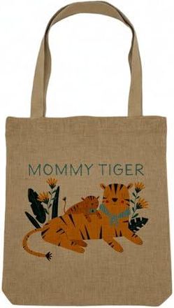Fabulous Sac Shopping Tote Bag Aspect Lin - Mommy Tiger and her Baby Drawing Illustration Cute - Sac de Courses Toile Epaisse 360g Beige Naturel Cabas Port&eacute; Ep